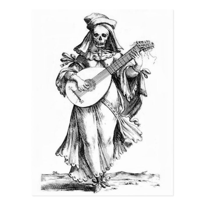 beautiful woman skeleton songstress postcard | Zazzle.com