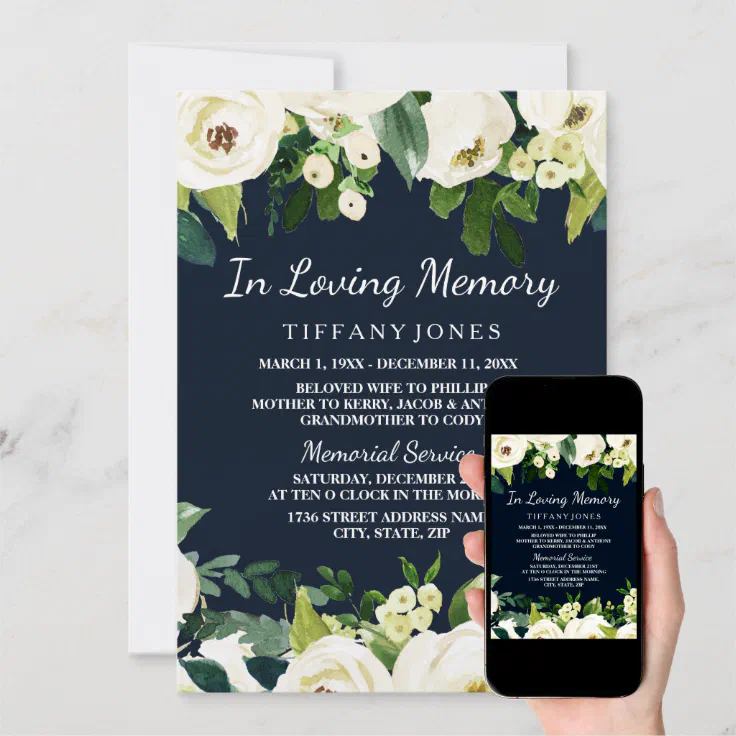 Beautiful Womans In loving memory memorial service Invitation | Zazzle