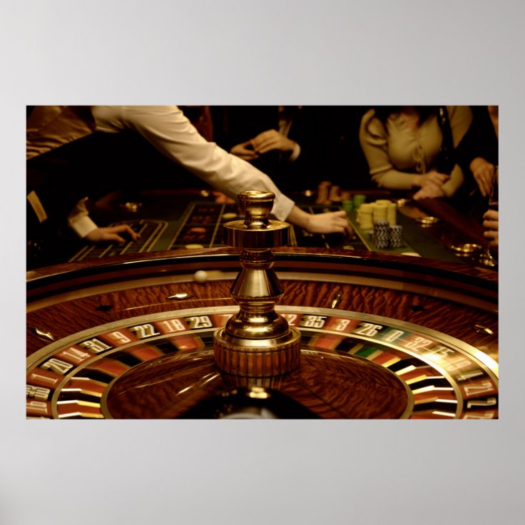 Beautiful Wooden Roulette Wheel Poster | Zazzle
