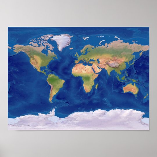 Beautiful World Relief Map Poster | Zazzle.com