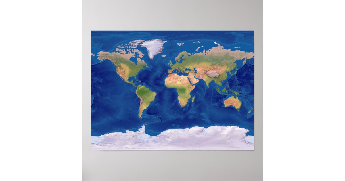 Beautiful World Relief Map Poster | Zazzle