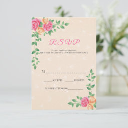 Beautiful Yellow And Pink Roses RSVP Card | Zazzle