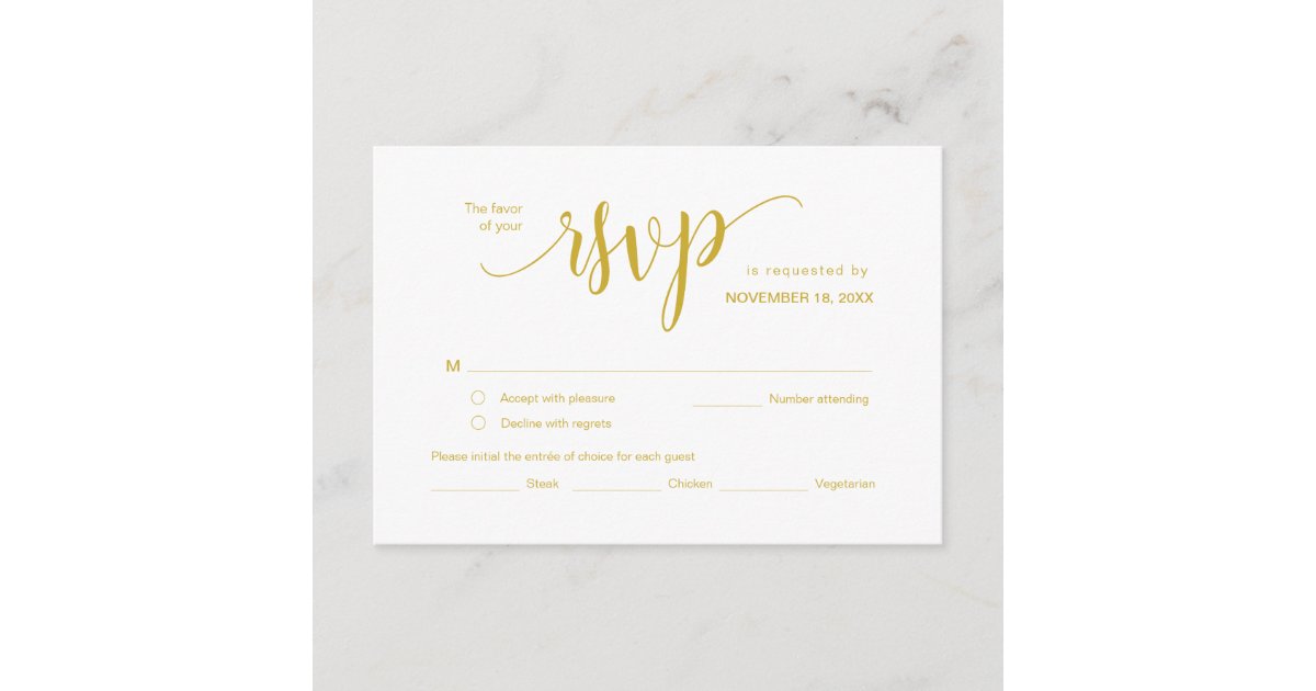Beautiful Yellow Gold,Wedding Reception RSVP Enclosure Card | Zazzle