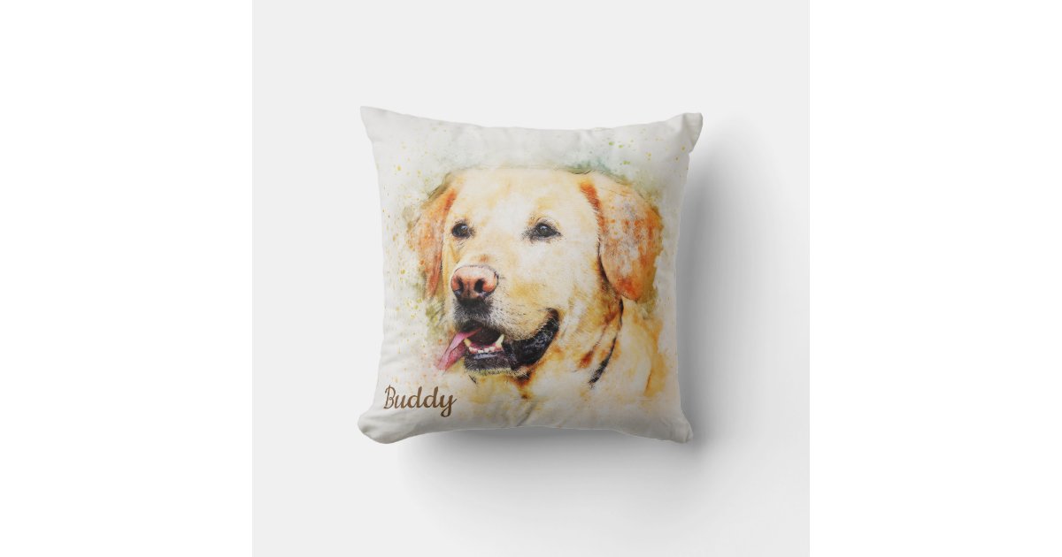 Beautiful Yellow Labrador Custom Personalized Throw Pillow | Zazzle
