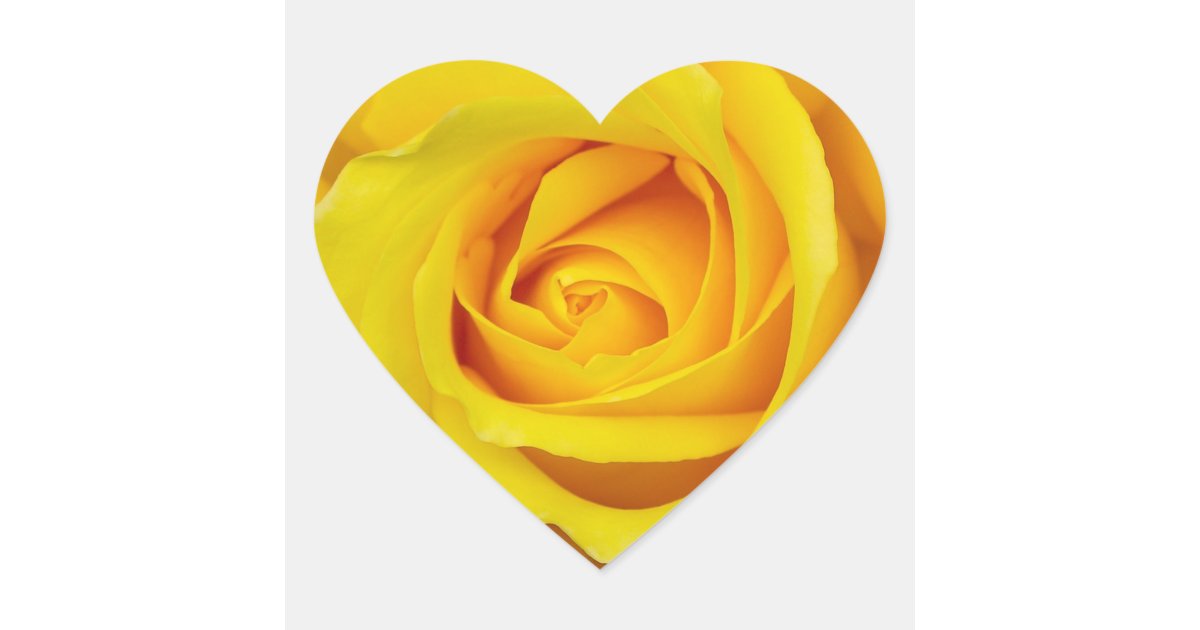 Beautiful Yellow Rose Heart Sticker | Zazzle