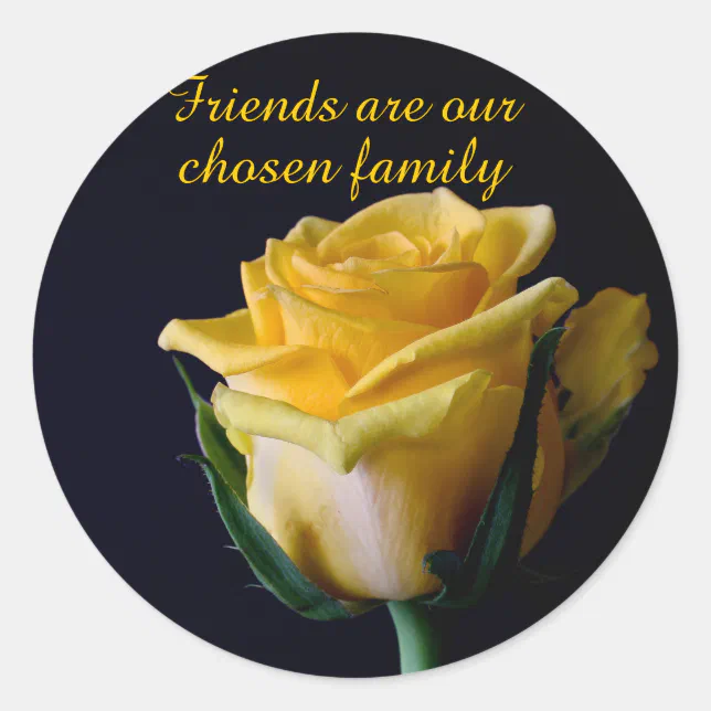 Beautiful Yellow Rose on Black Friend Sticker | Zazzle