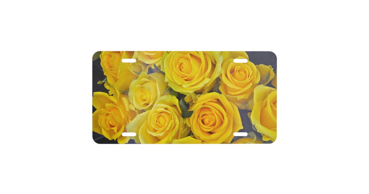 Beautiful yellow roses license plate | Zazzle