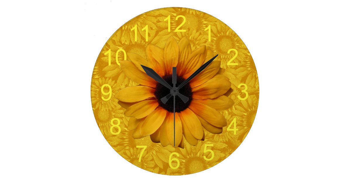 Beautiful Yellow Sunflowers Clock | Zazzle.com