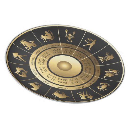 Beautiful Zodiac Signs Plate in Gold and Black | Zazzle