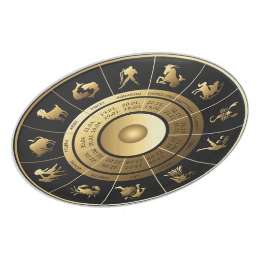 Beautiful Zodiac Signs Plate in Gold and Black | Zazzle