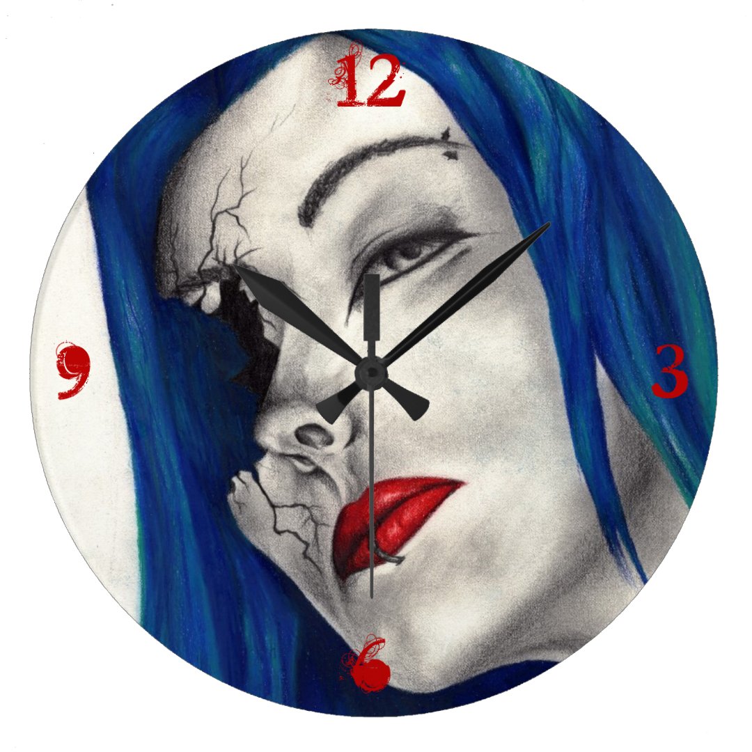 Beautifully Broken Goth Girl Horror Fantasy Art Large Clock | Zazzle