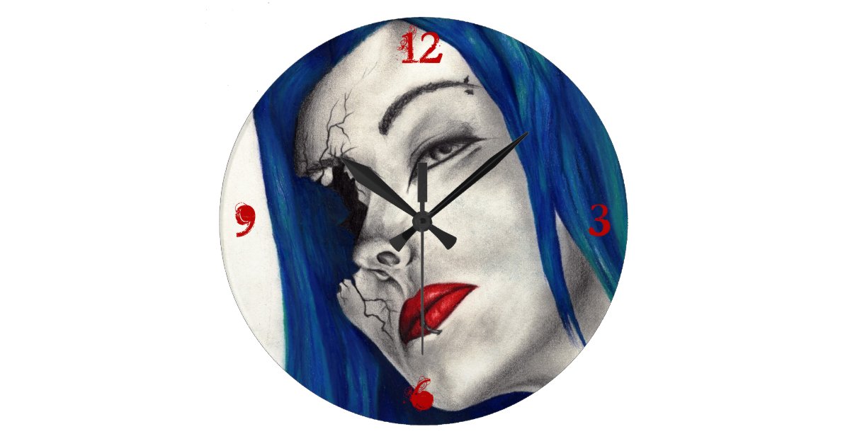 Beautifully Broken Goth Girl Horror Fantasy Art Large Clock | Zazzle.com