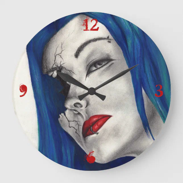 Beautifully Broken Goth Girl Horror Fantasy Art Large Clock | Zazzle