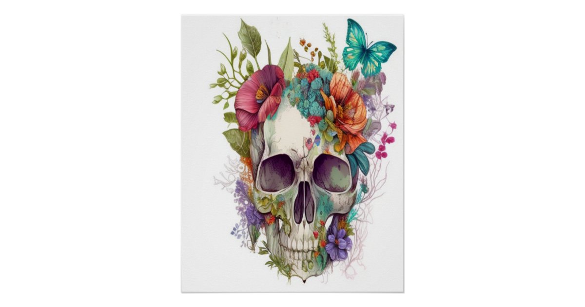 beautifully detailed sugar skull poster | Zazzle