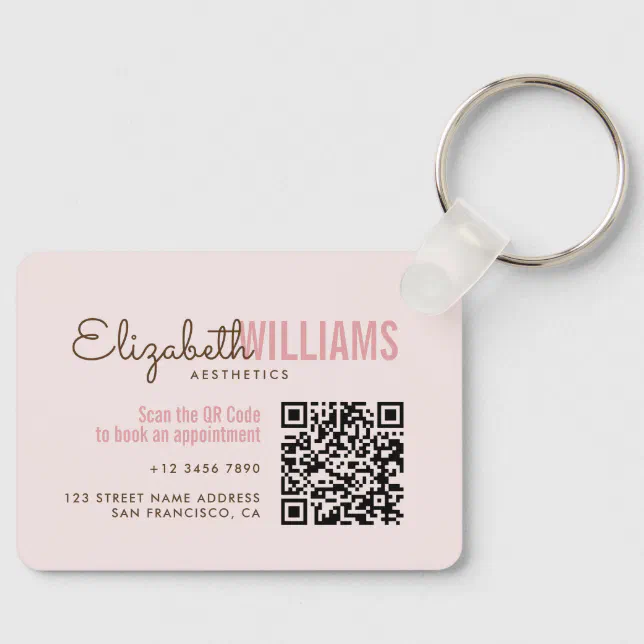 Beauty Aesthetics Business & Loyalty Card QR Code Keychain | Zazzle