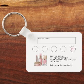 Beauty Aesthetics Business & Loyalty Card QR Code Keychain | Zazzle