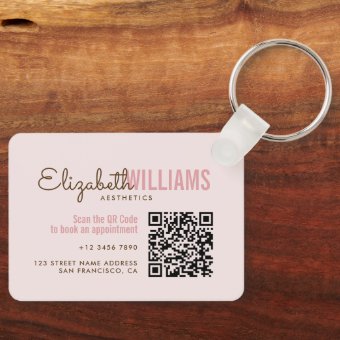 Beauty Aesthetics Business & Loyalty Card QR Code Keychain | Zazzle
