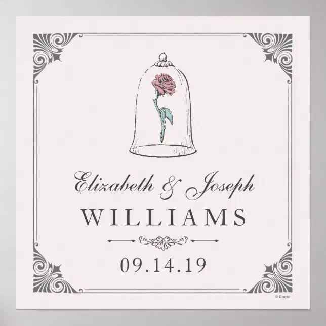 Beauty and the Beast | Enchanted Rose Wedding Poster | Zazzle