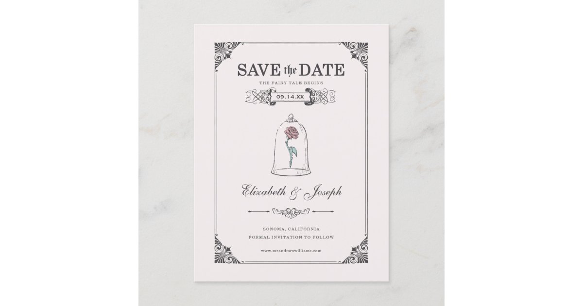 Beauty and the Beast | Fairy Tale - Save the Date Postcard | Zazzle