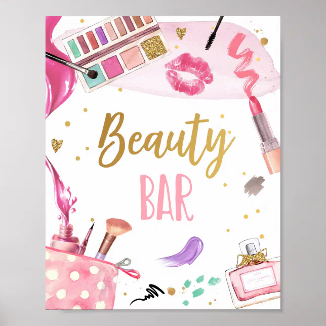 Beauty Bar Spa Party Makeup Glamour Girl Birthday Poster | Zazzle