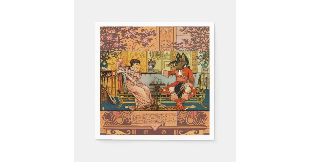 Beauty Beast Classic Fairy Tale Characters Napkins | Zazzle