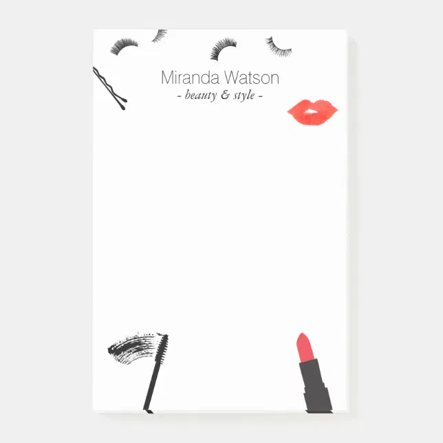 Beauty Biz Eyelashes Lips Mascara Makeup Artist Post-it Notes | Zazzle