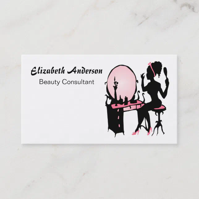 Beauty Consultant Girly Pink Black Hair Salon Business Card | Zazzle
