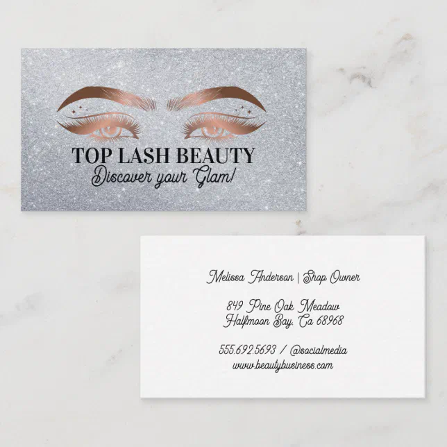 Beauty Eye Lashes | Glitter Sparkle Background Business Card | Zazzle