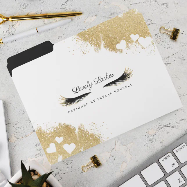 Beauty Gold Dusted Mascara Eye Lashes Luxurious File Folder | Zazzle