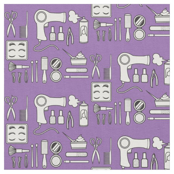 Beauty Hair Salon Tools Cute Black White Fabric | Zazzle