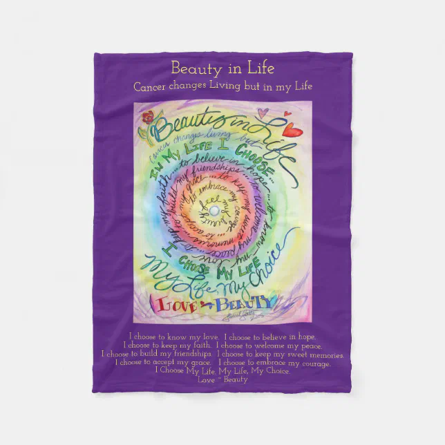 Beauty in Life Cancer Poem Chemo Fleece Blankets | Zazzle