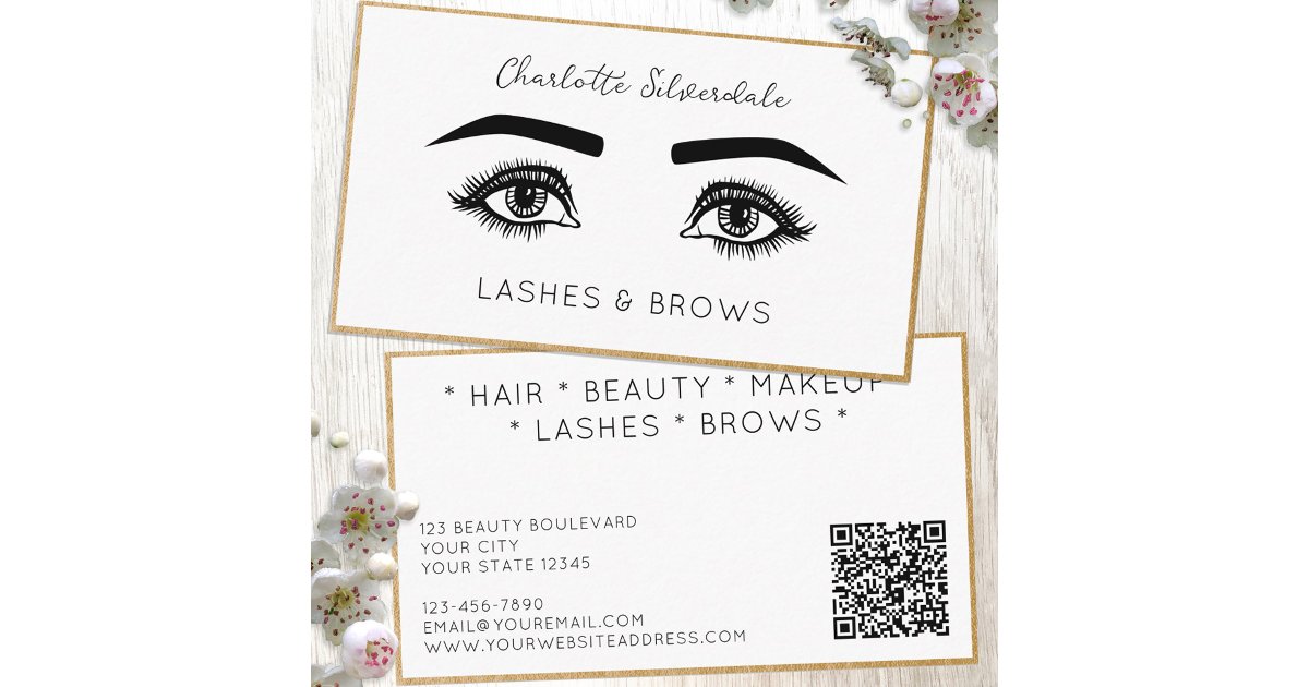 Beauty Makeup Artist Eyelashes QR code Business Card | Zazzle