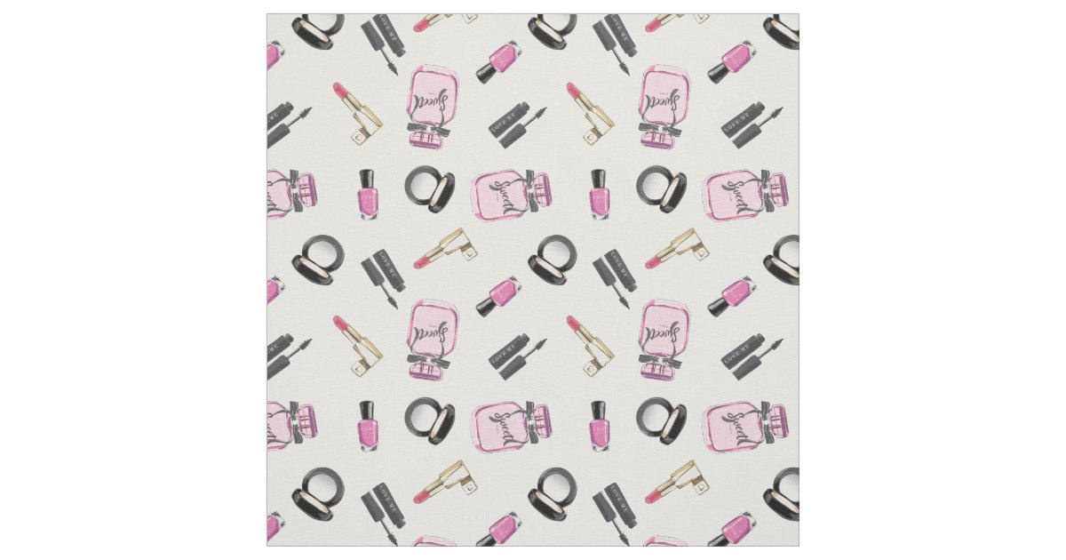 Beauty Makeup Pattern Fabric | Zazzle