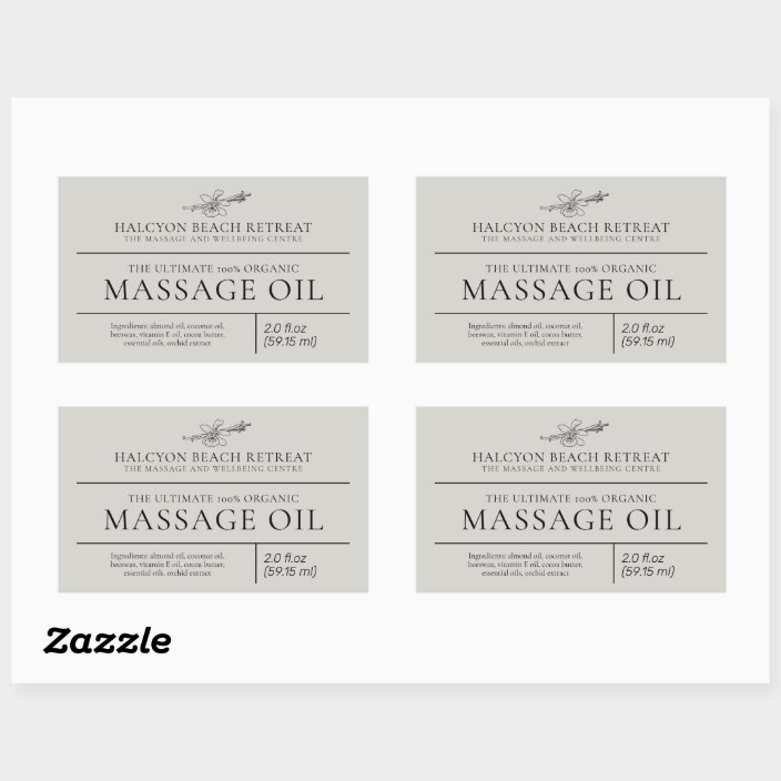 Beauty massage oil gray product ingredient label | Zazzle.com