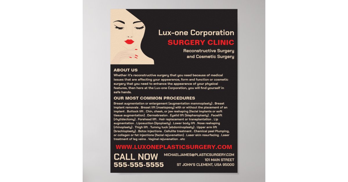 Beauty Model, Plastic Surgeon, Plastic Surgery Poster | Zazzle