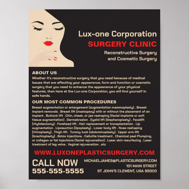 Beauty Model, Plastic Surgeon, Plastic Surgery Poster | Zazzle