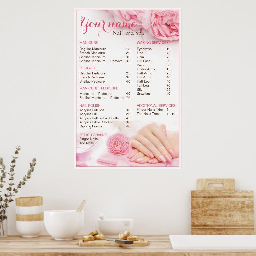 Beauty Nail Salon Price List Poster | Zazzle