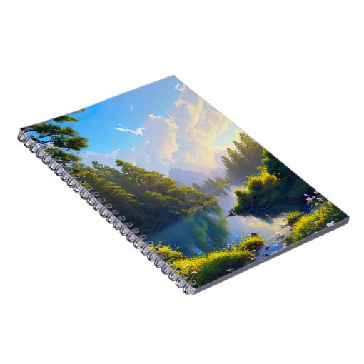 Beauty of a Peaceful River in the Pine Forest Notebook | Zazzle