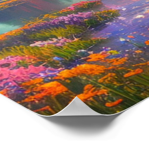 Beauty of the Old River and Colorful Flora Poster | Zazzle