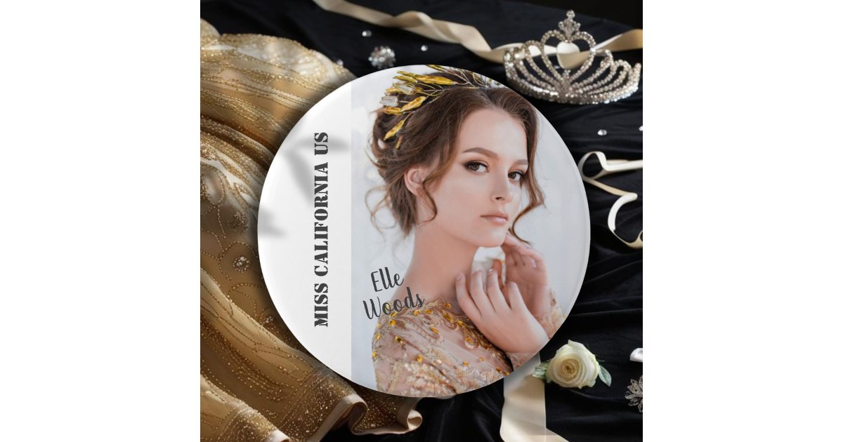 Beauty Pageant Button Pin - Dark Text | Zazzle
