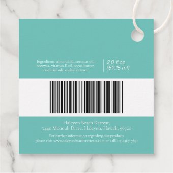 Beauty product aqua ingredient barcode label tag | Zazzle