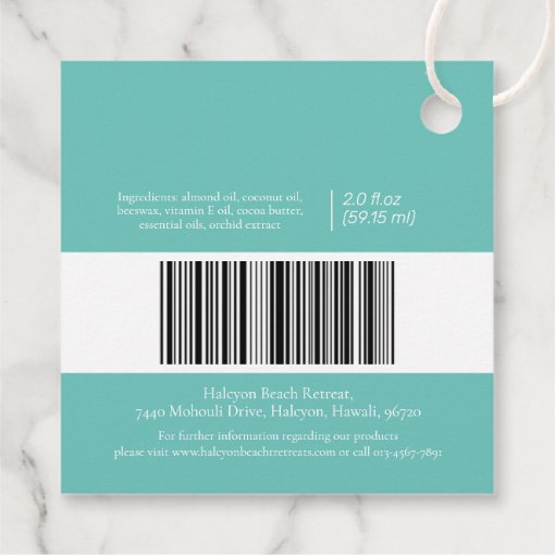 Beauty product aqua ingredient barcode label tag | Zazzle