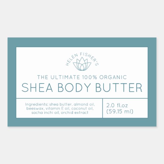 Beauty product ingredients teal white lotus label | Zazzle.com
