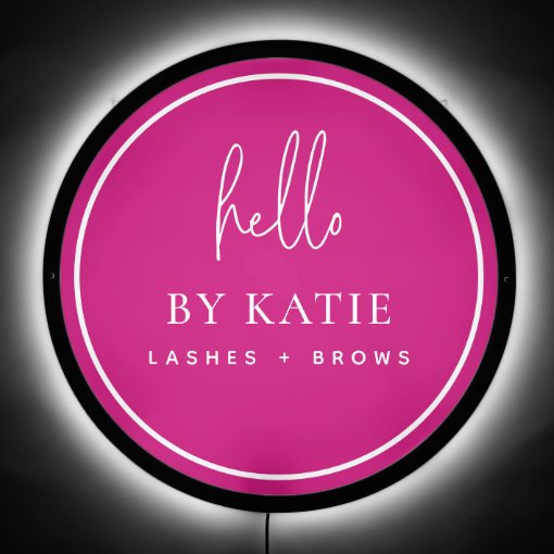 Beauty Salon Backdrop Pink Illuminated Business LED Sign | Zazzle