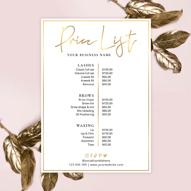 Beauty Salon Glam Gold Logo Modern Price List | Zazzle