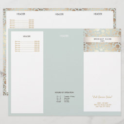 Beauty Salon Gold Light Blue Circle Menu Brochure | Zazzle