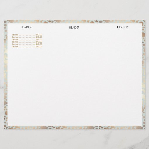 Beauty Salon Gold Light Blue Circle Menu Brochure | Zazzle