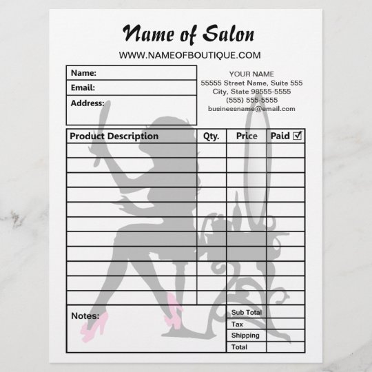 Beauty Salon Pink and Black Girly Girl Order Forms | Zazzle.com