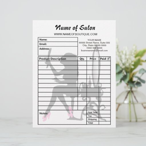 Beauty Salon Pink and Black Girly Girl Order Forms | Zazzle