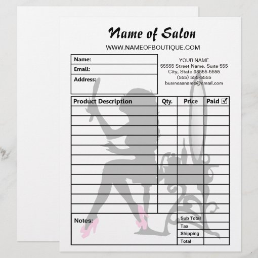Beauty Salon Pink and Black Girly Girl Order Forms | Zazzle
